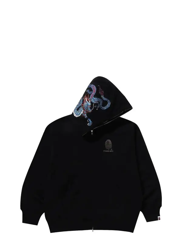 BAPE Tiger And Dragon Relaxed Fit Full Zip Hoodie - Black