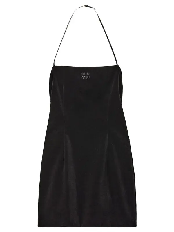 Miu Miu Stretch Velvet Mini Dress - Black