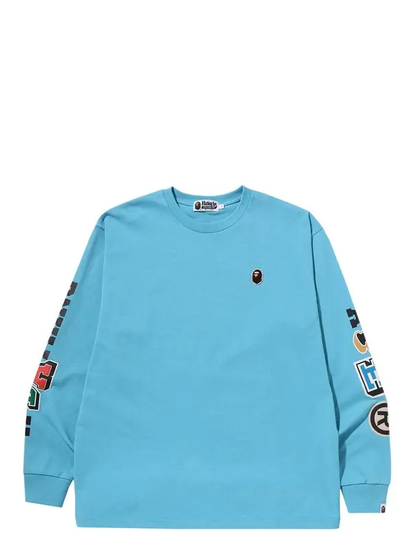 A BATHING APE Multi Fonts Relaxed Fit Long-sleeve - Blue