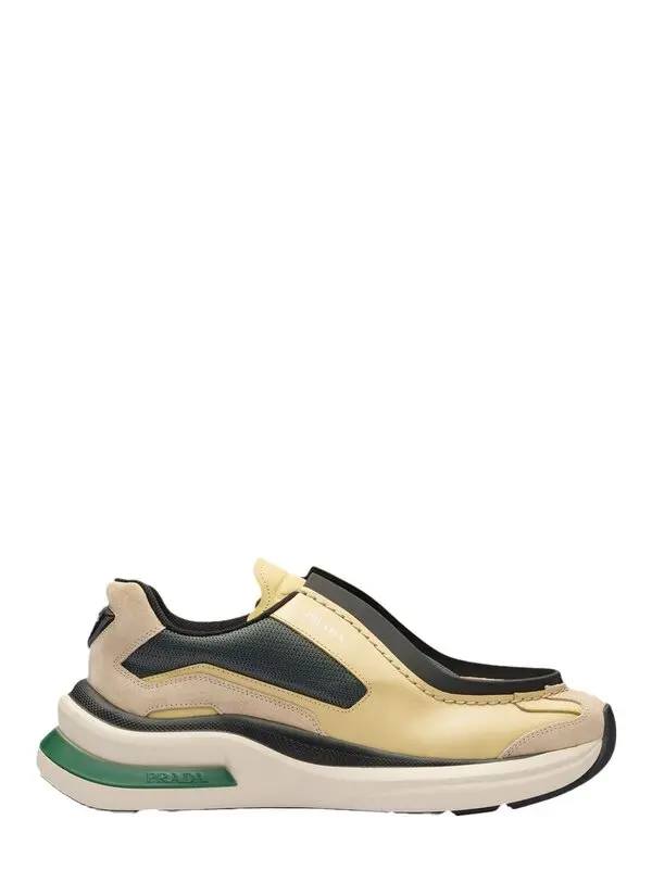 Prada Systeme Brushed Leather Sneaker - Cream