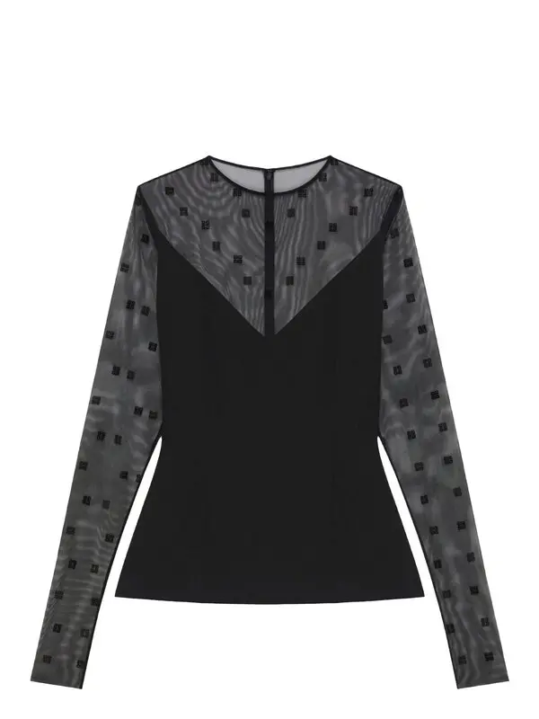 Givenchy 4g Tulle Long-sleeve Top - Black