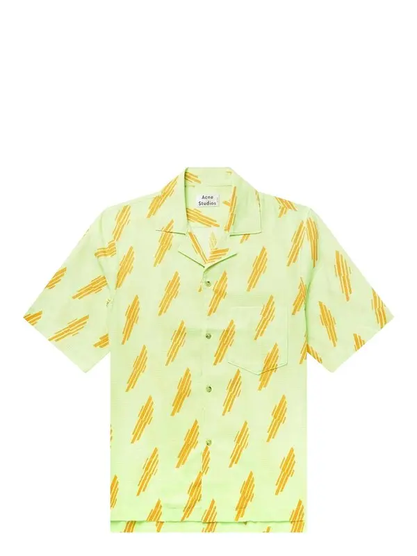 Acne Studios Simon Camp Collar Textured Shirt - Yellow