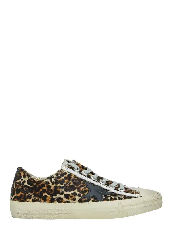 GOLDEN GOOSE V-star Leopard Print Sneakers - Brown
