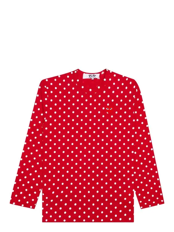 Comme Des Garçons Polka Dot Long-sleeve Tee - Red