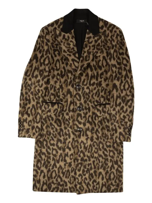 Amiri Leopard Print Single-breasted Coat - Brown