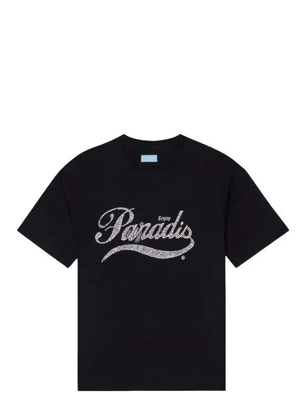 3.PARADIS Crystal Embellished T-shirt - Black