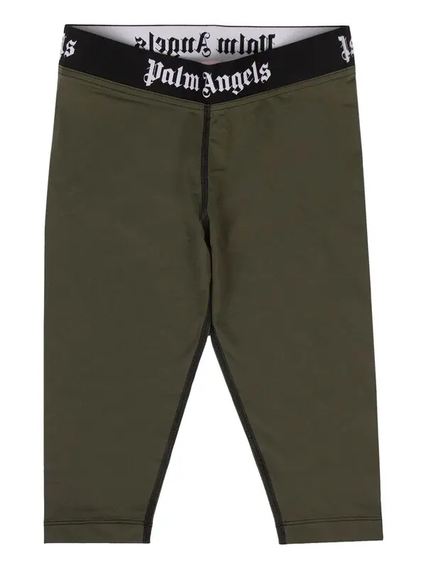 Palm Angels Knee Length Cyclist Leggings 'military - Green