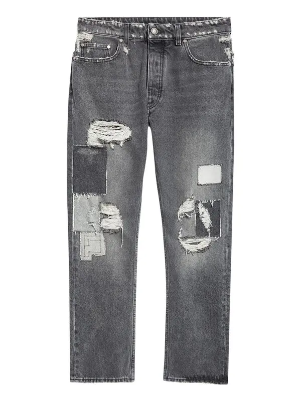 Palm Angels Destroyed Straight Leg Jeans - Black