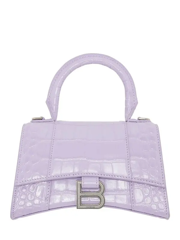 Balenciaga Xs Hourglass Top Handle Bag - Purple