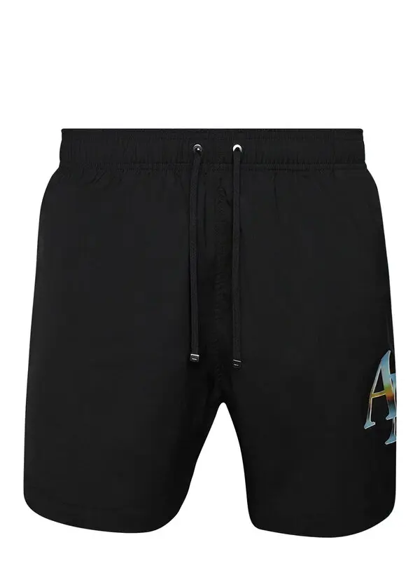 Amiri Staggered Chrome Swim Trunk - Black