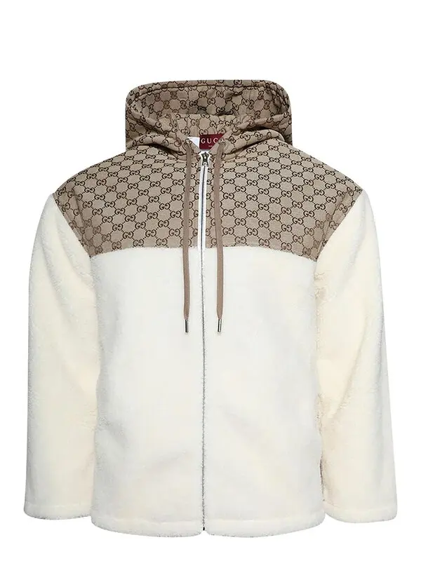 Gucci Intarsia Wool Fleece Zip Jacket - White
