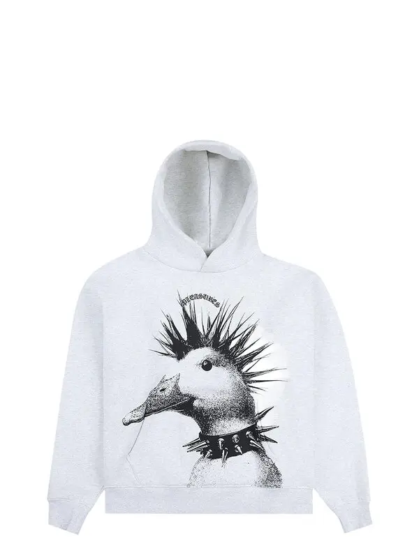 PLEASURES Punk Duck Graphic Hoodie - Grey