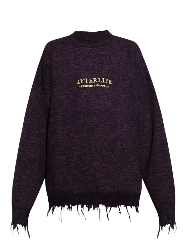 Vetements Afterlife Destroyed Knitted Sweater - Purple
