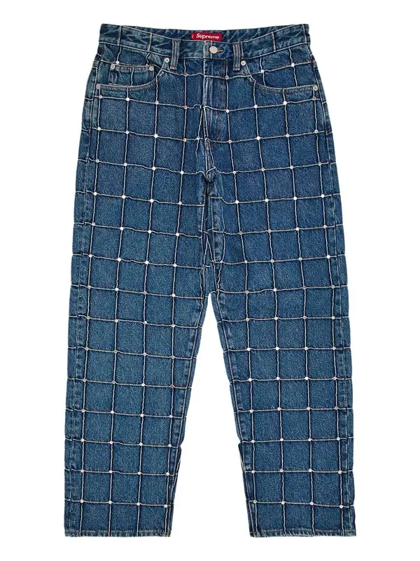 Supreme Studded Seam Loose Fit Jean - Blue