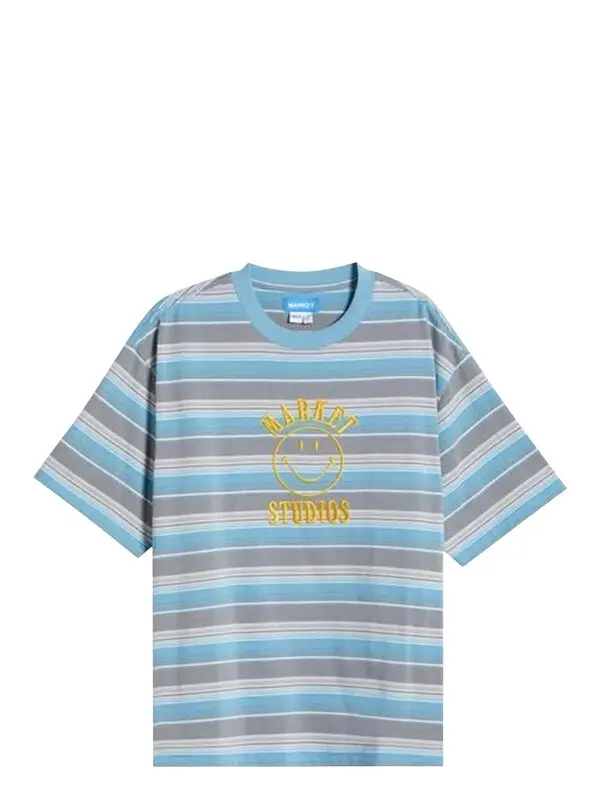 MARKET Smiley Lockup Striped T-shirt - Blue