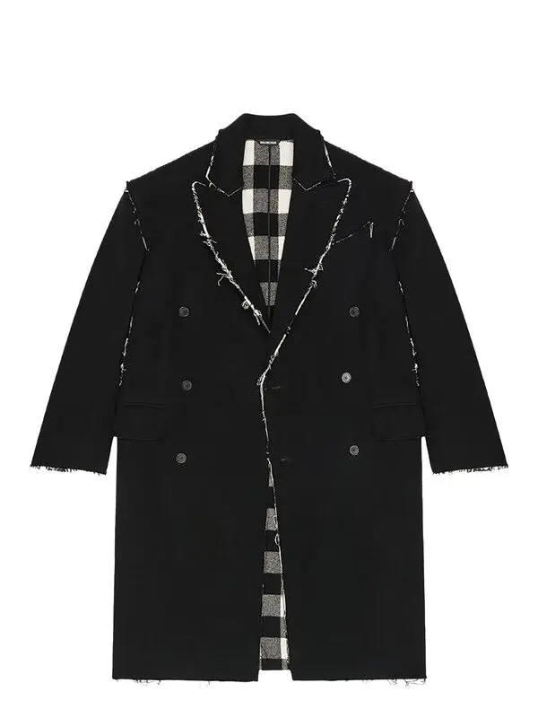 Balenciaga Double Face Check Coat - Black