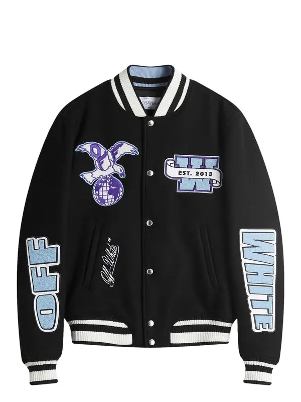 Off-White Eagle Wool Varsity Jacket - Black