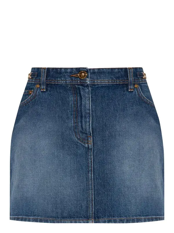 Versace Medusa 95 Denim Mini Skirt - Blue