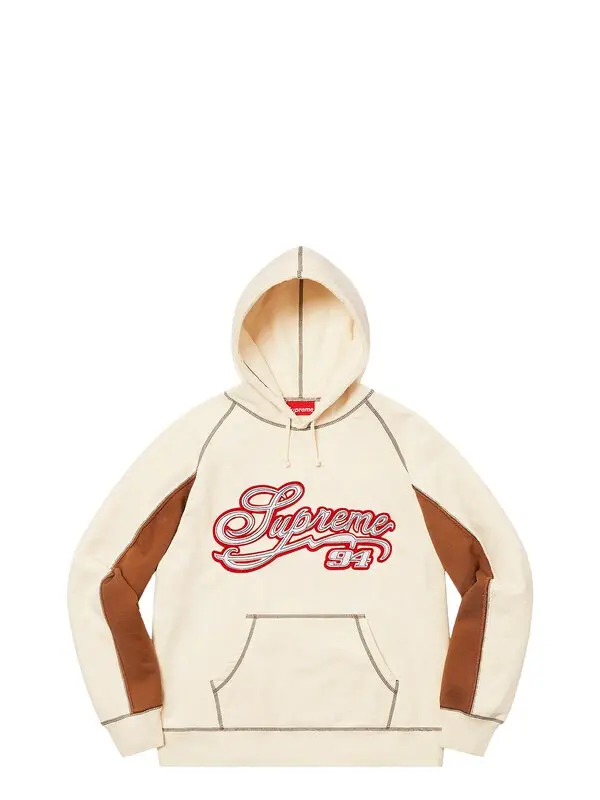 Supreme Paneled Script Hooded Sweatshirt - White