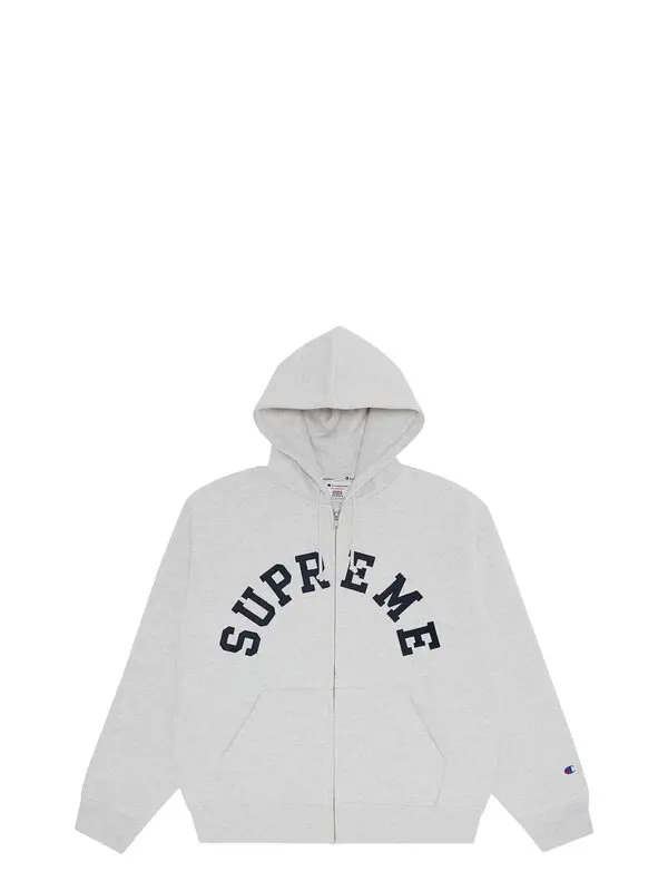 Supreme X Champion Zip-up Hooded Sweatshirt - Grey