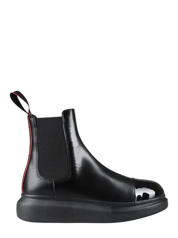 Alexander McQueen Hybrid Chelsea Boot With Patent Toe - Black