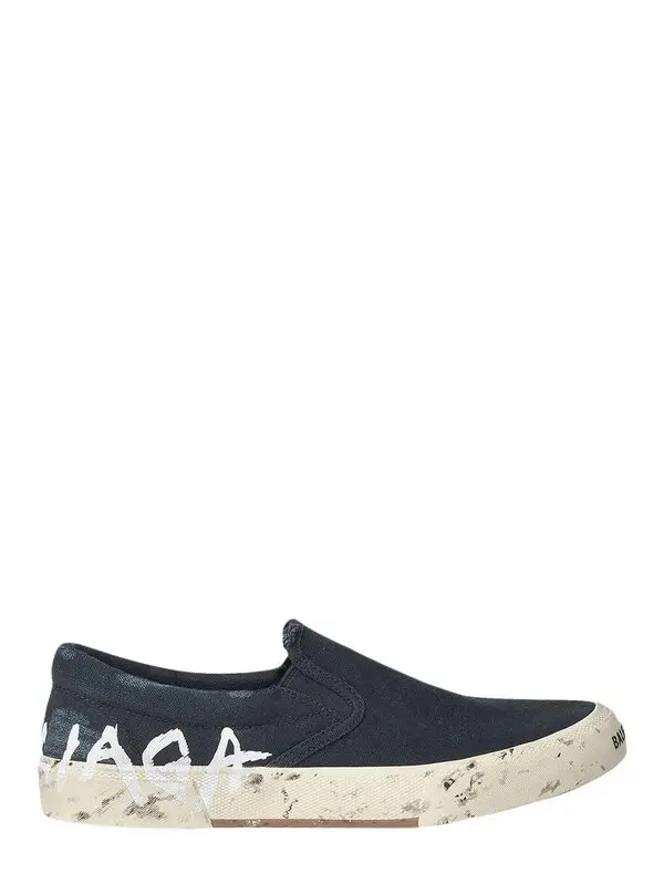 Balenciaga Paris Graffiti Slip-on Sneakers - Black