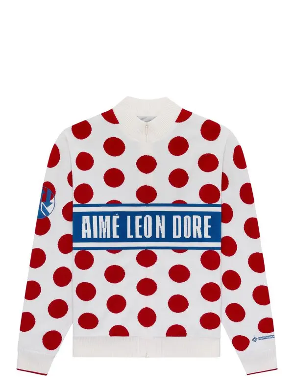 Aimé Leon Dore Windstopper Polka Dot Knit Cycling Jersey Gore-tex Labs - White