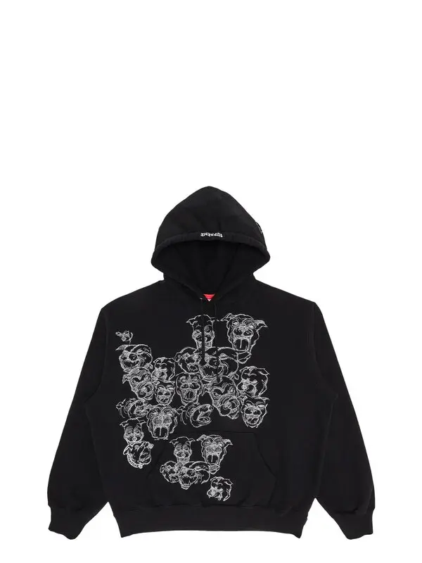Supreme Pitbulls Embroidered Hooded Sweatshirt - Black