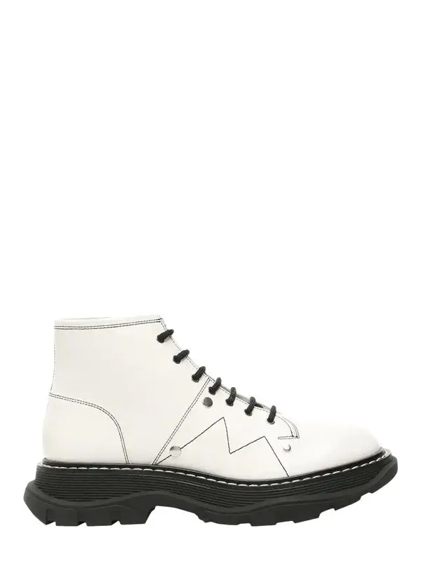 Alexander McQueen Tread Slick Lace Up Boot - White