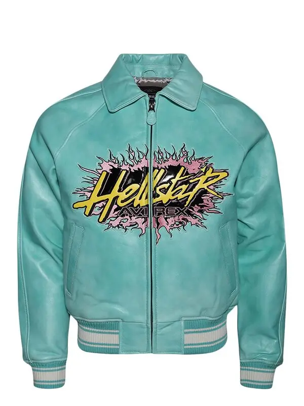 HELLSTAR Icon Leather Jacket - Blue