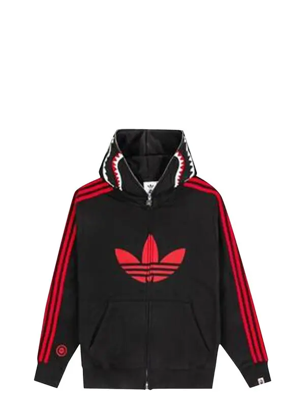 A BATHING APE X Adidas Shark Fleece Full Zip Hoodie - Black