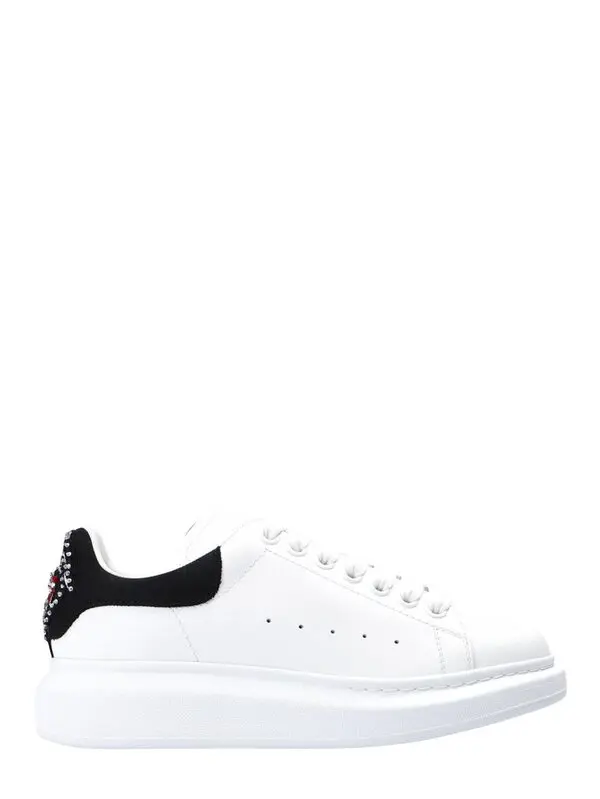 Alexander McQueen Oversized Sneakers With Heart Crystal Detail - White