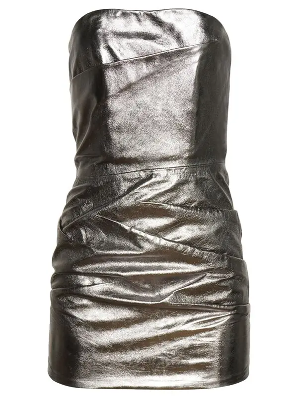 Attico Mini Mirror Leather Dress - Silver