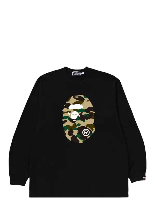 A BATHING APE 1st Camo Ape Head Relaxed Fit Long-sleeve Tee - Black