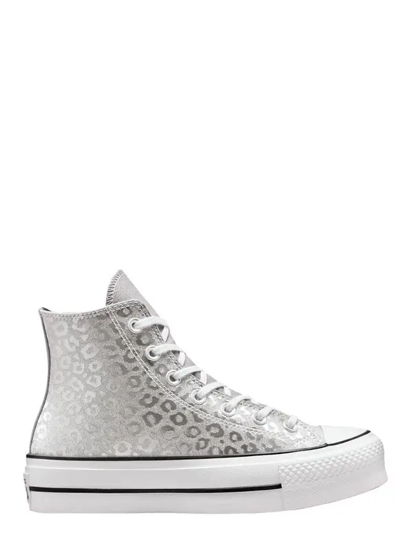 CONVERSE Chuck Taylor All Star Platform High Glitter Leopard Sneakers - Silver