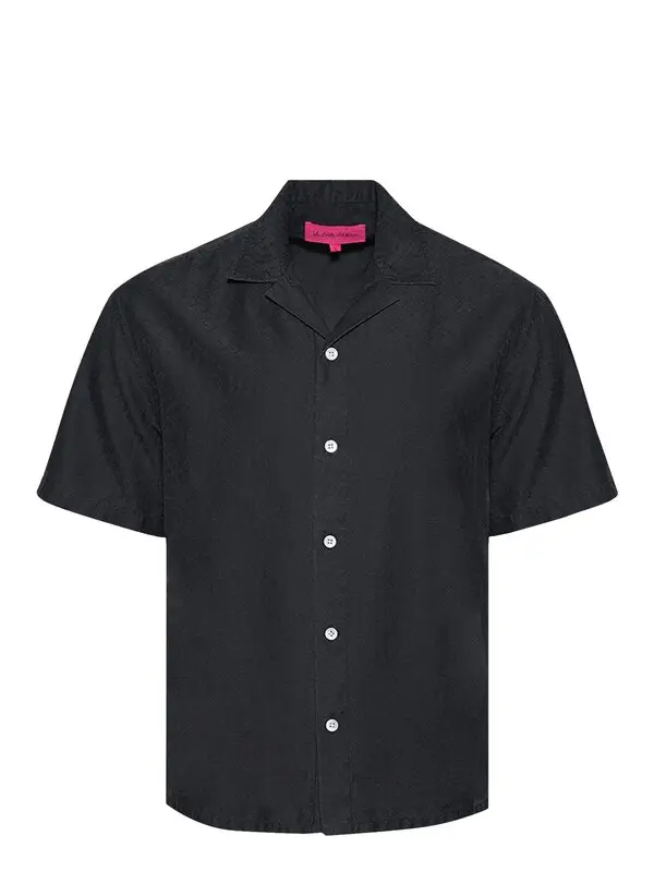 THE ELDER STATESMAN Jacquard Silk Camp Shirt - Black