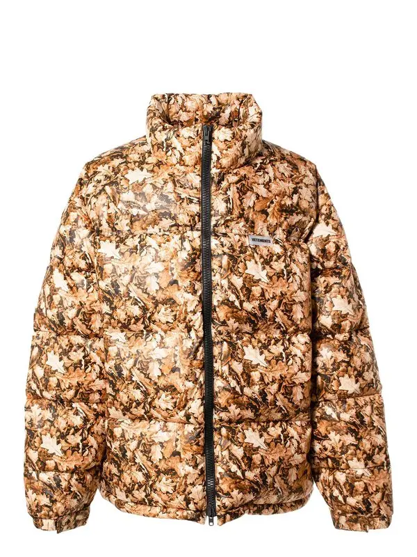 Vetements Leaves Puffer Jacket - Brown