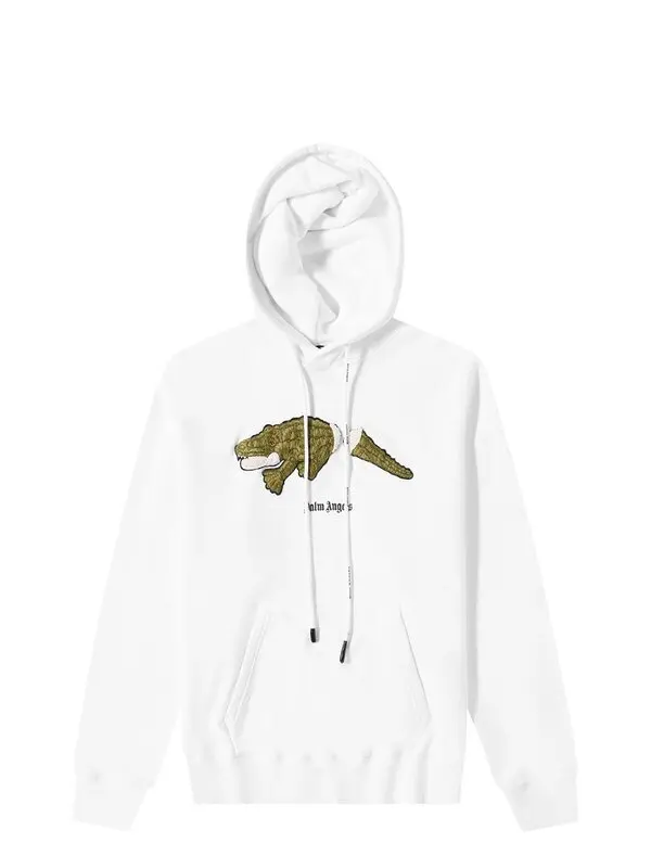 Palm Angels Croco Print Hoodie - White