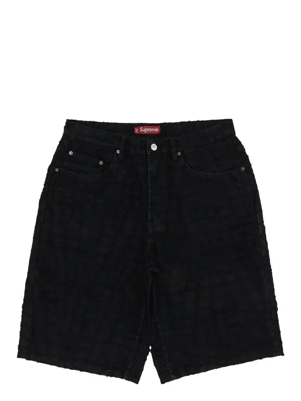 Supreme Frayed Croc Baggy Denim Short - Black