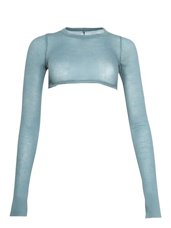 Rick Owens Long-sleeve Crop T-shirt - Blue