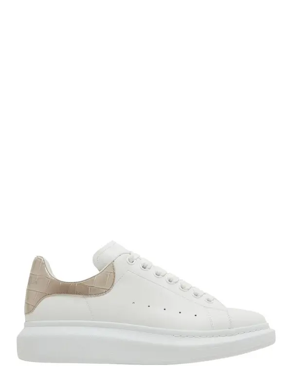 Alexander McQueen Oversized Sneaker With Croc Effect - White