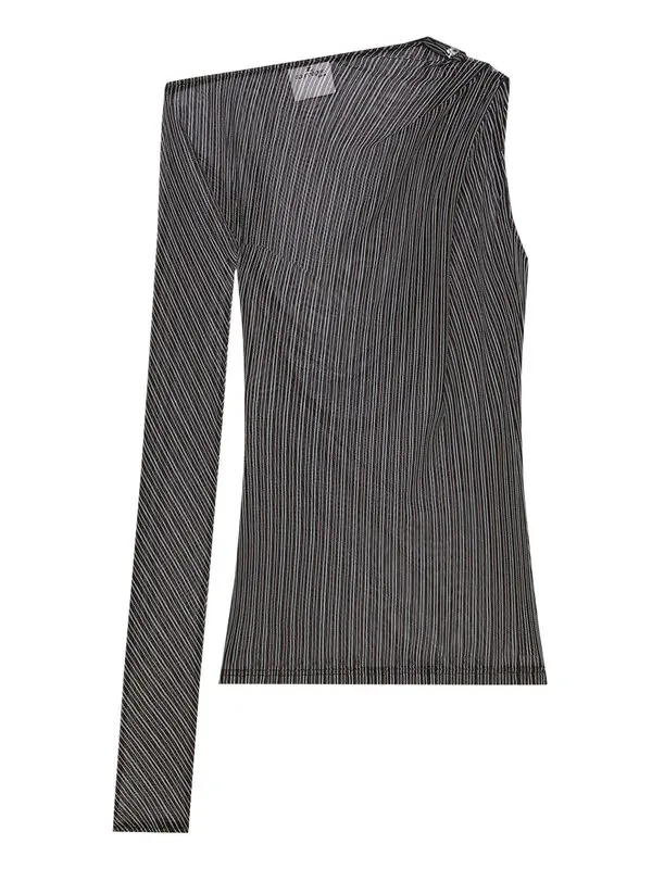 COURREGES Striped Mesh Top - Black