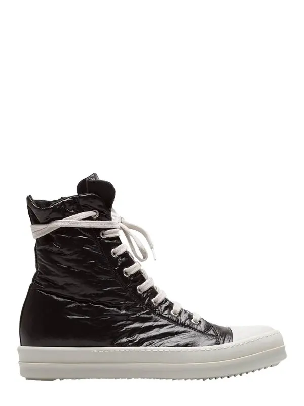 Rick Owens Twill High Padded Sneakers - Black