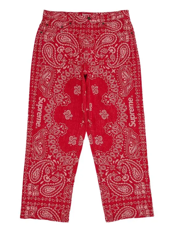 Supreme Bandana Jacquard Baggy Jean - Red