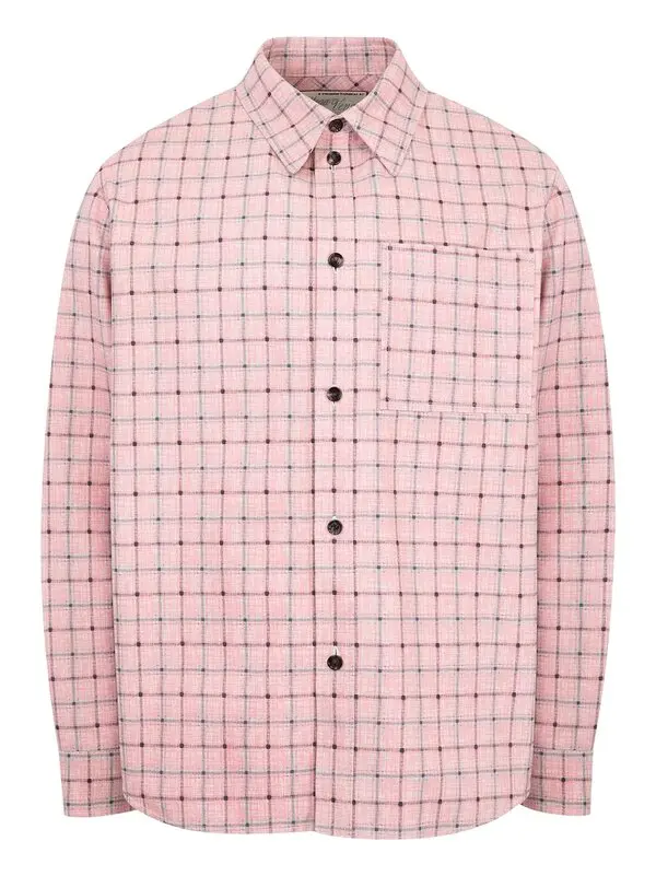 Bottega Veneta Check Print Leather Shirt - Pink