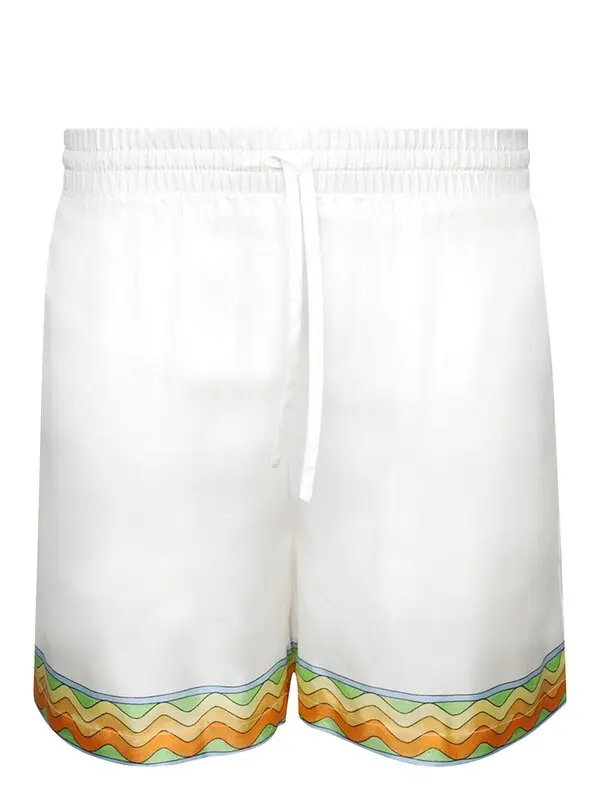 Casablanca Printed Silk Shorts - White