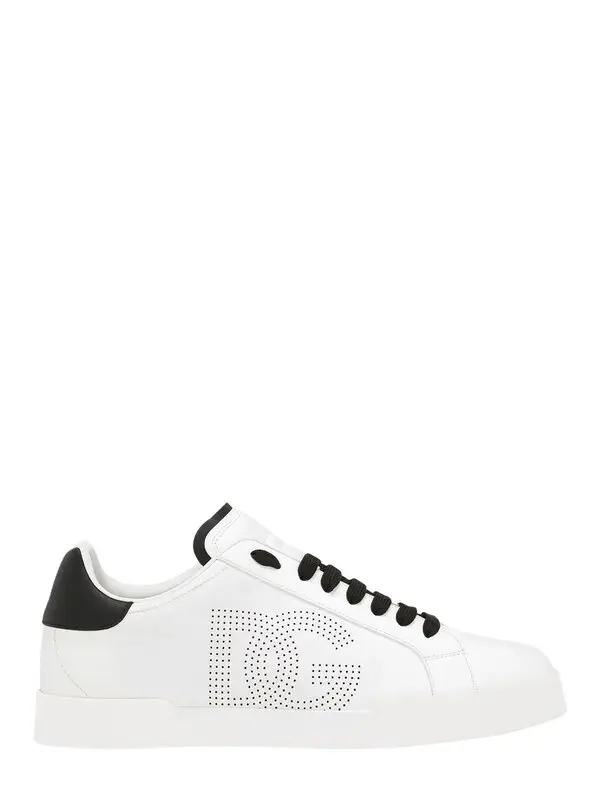 Dolce & Gabbana Portofino Perforated Logo Sneakers - White