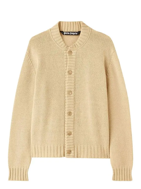 Palm Angels Curved Logo Cardigan - Tan
