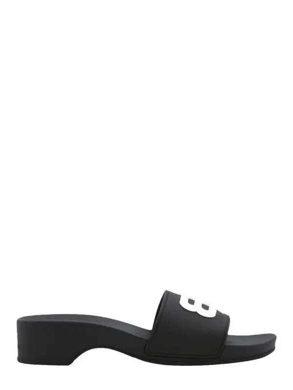 Balenciaga Pool Bb Wedge Slide Sandal - Black