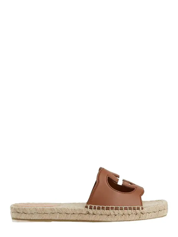 Gucci Interlocking G Cut-out Espadrille Sandal - Brown